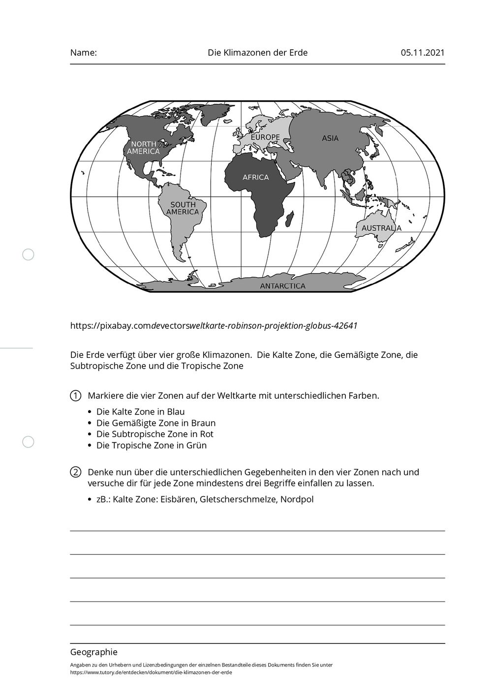 Arbeitsblatt - Die Klimazonen der Erde - Geographie - tutory.de Arbeitsblatt - Die Klimazonen der Erde - Geographie - tutory.de