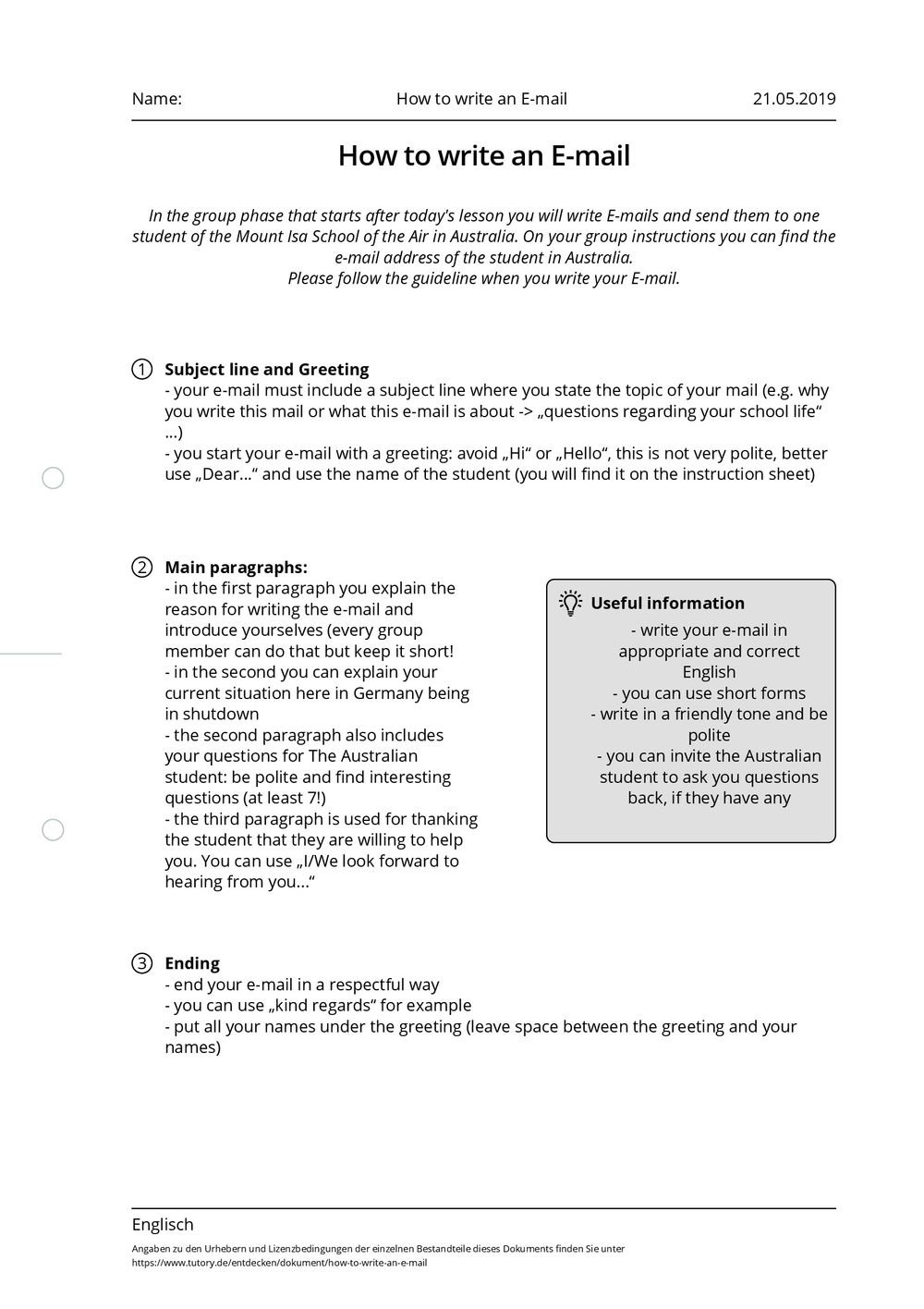 Arbeitsblatt How To Write An E mail Englisch Tutory de arbeitsblatt-how-to-write-an-e-mail-englisch-tutory-de
