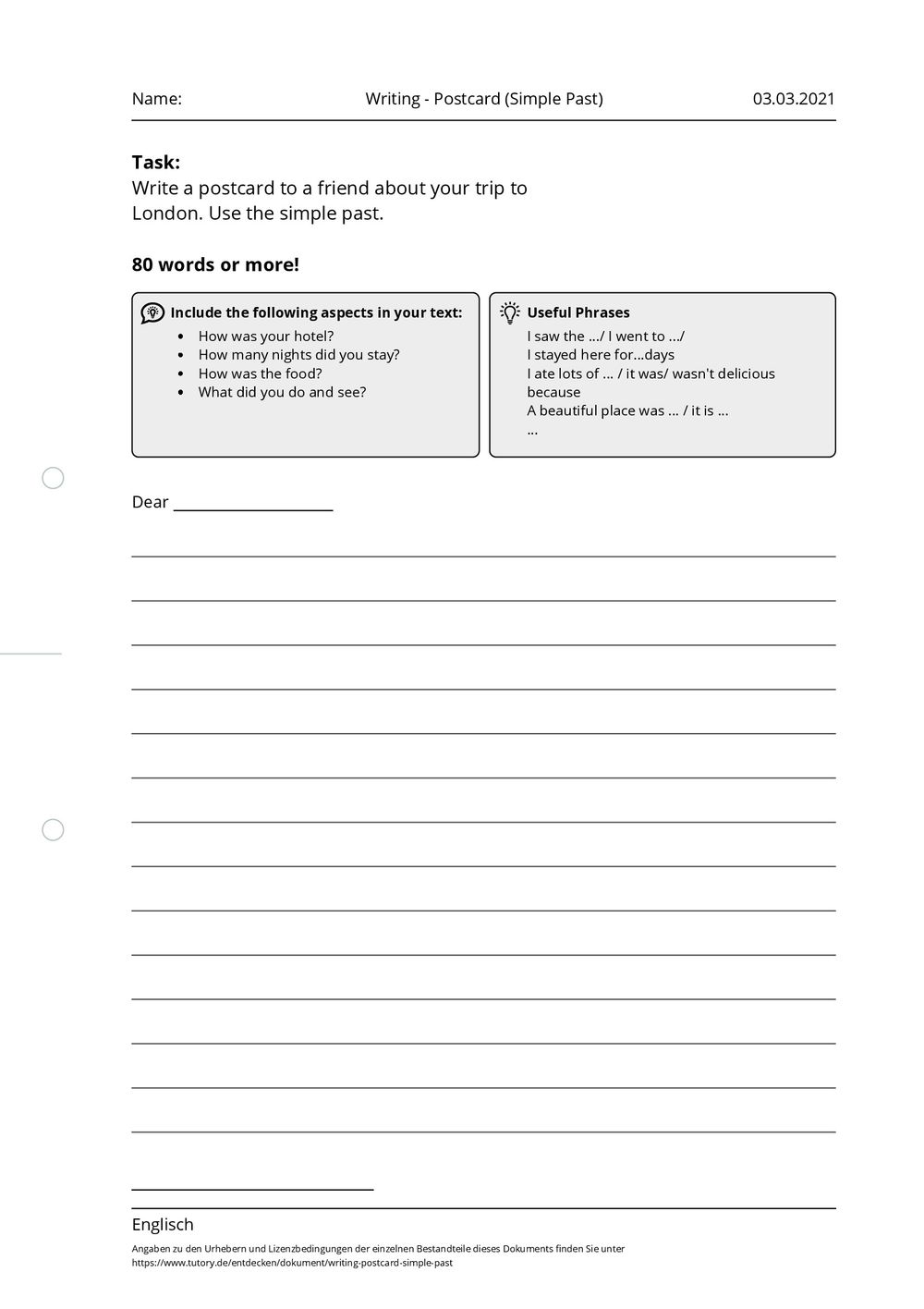 Arbeitsblatt Writing Postcard Simple Past Englisch Tutory de arbeitsblatt-writing-postcard-simple-past-englisch-tutory-de